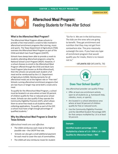 Child and Adult Care Food Program (CACFP) - Every Texan